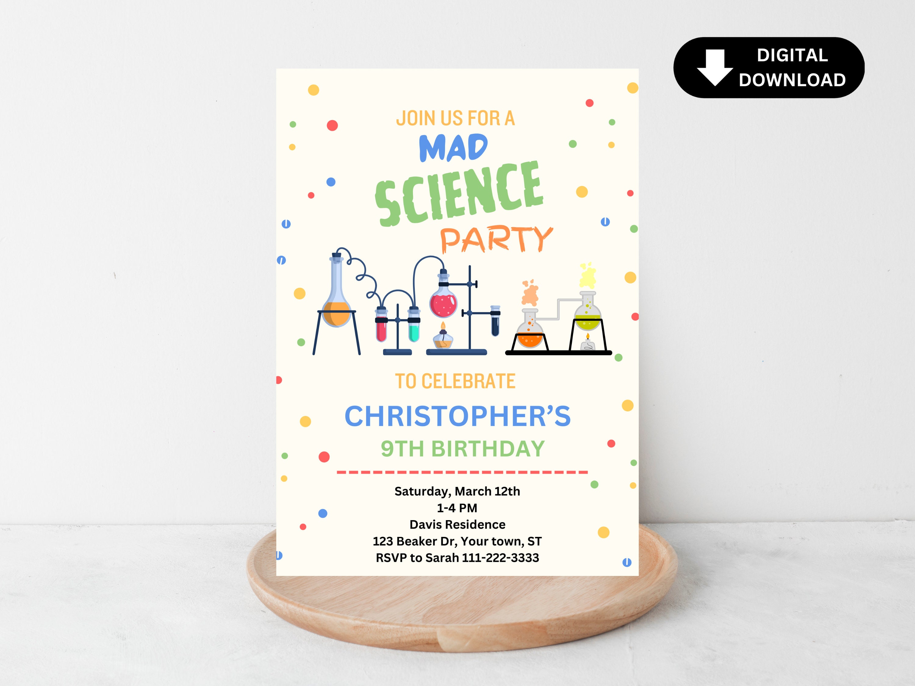Birthday Invitation Mad Science Party Invitation Kid Birthday ...