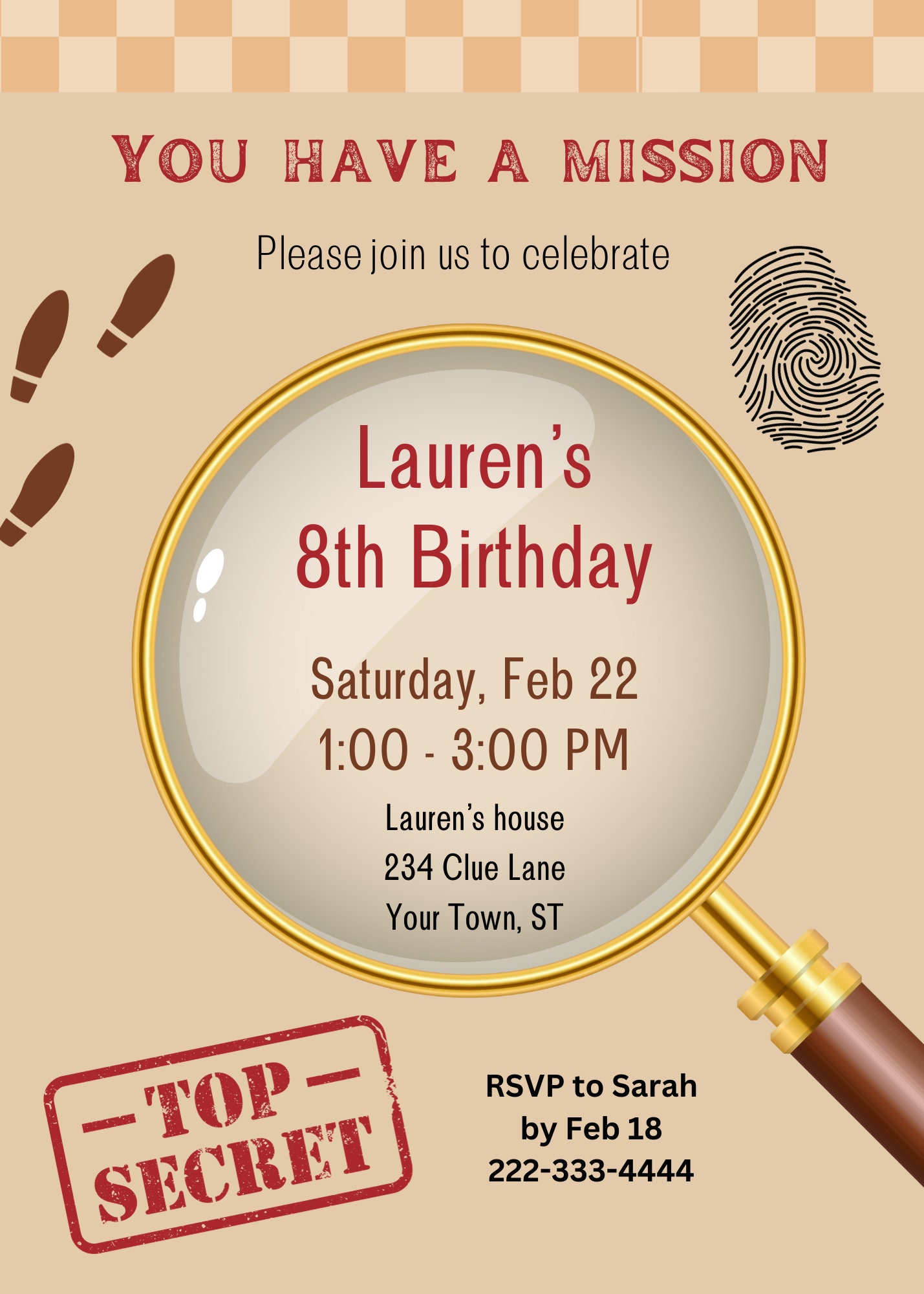 Birthday Invitation Mystery Party Kids Birthday Invitation Top Secret ...