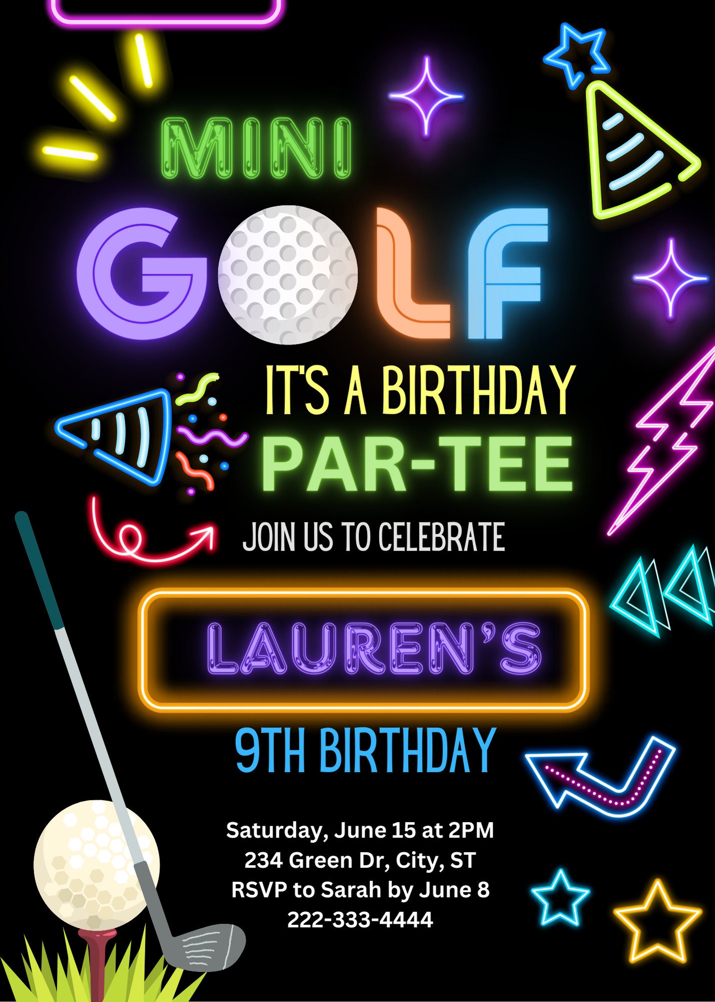 Birthday Invitation Mini Golf Party Invitation Kids Birthday Party Putt ...