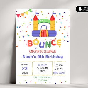 Birthday Invitation Bounce Party Invite Kid Birthday Bounce House ...