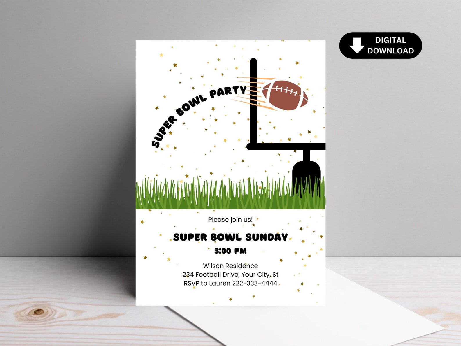 Party Invitation Super Bowl Party Invite Football Party Editable ...