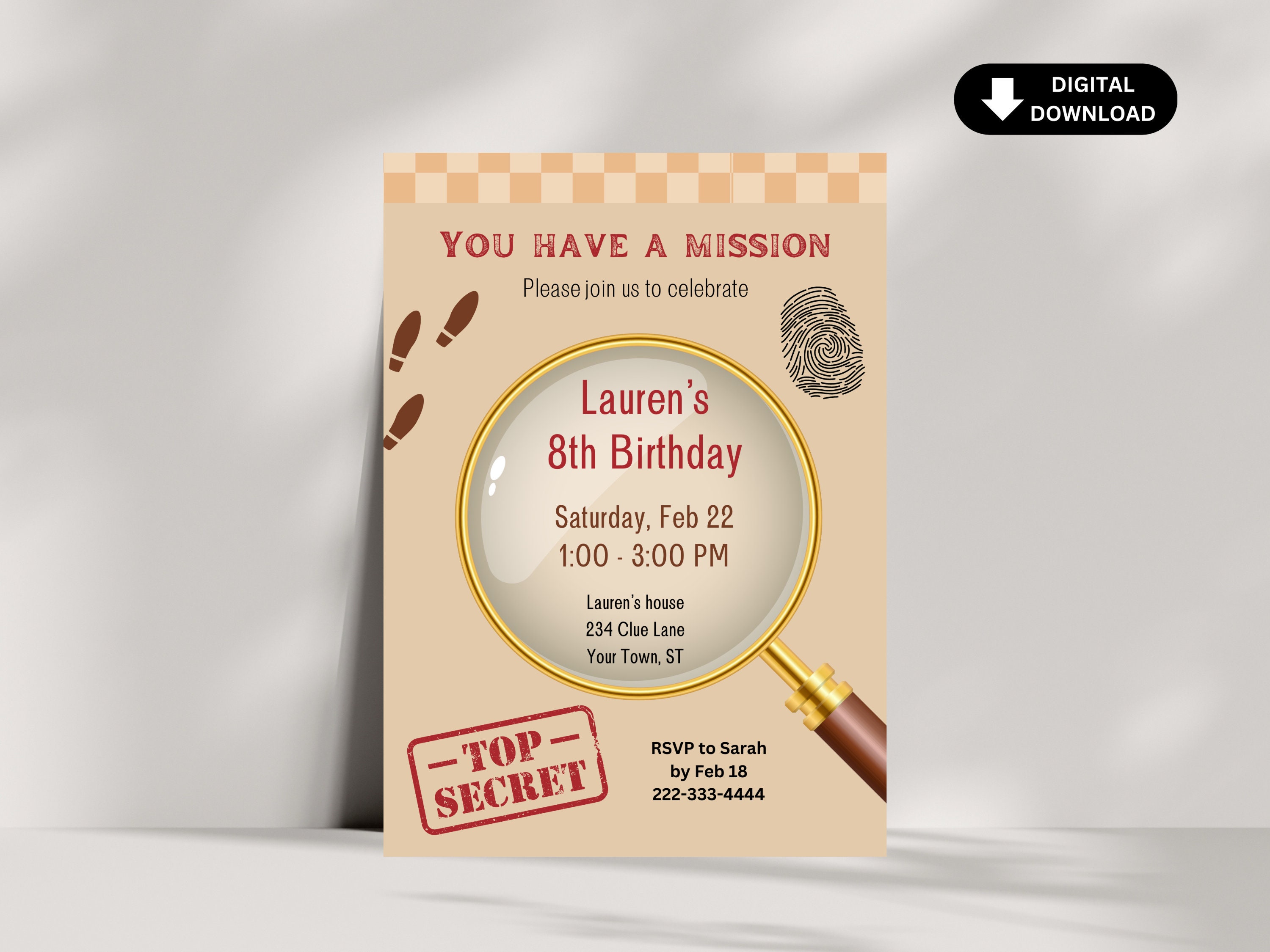 Birthday Invitation Mystery Party Kids Birthday Invitation Top Secret ...