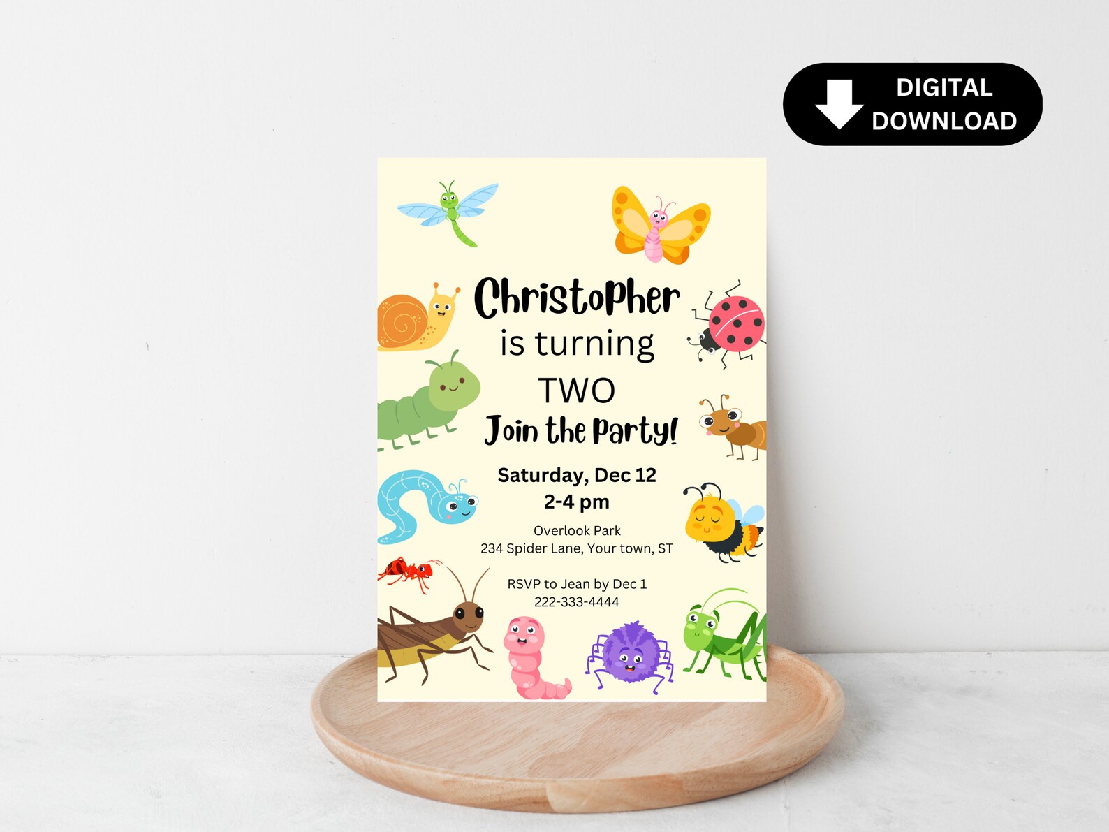 Birthday Invitation Bug Party Invite Kid Birthday Invitation Editable ...
