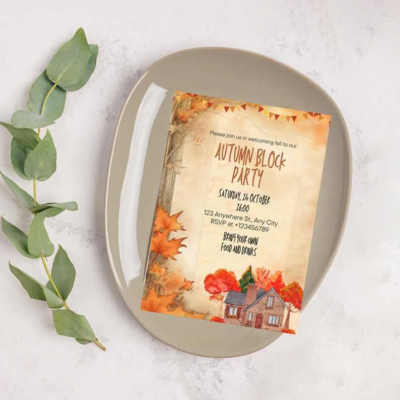 Editable Autumn Fall Block Party Flyer Invitation Template for Autumn ...