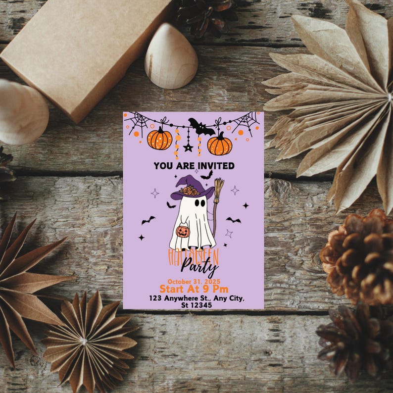 Editable Printable Spooky Ghost Halloween Bash Birthday Party DIY ...