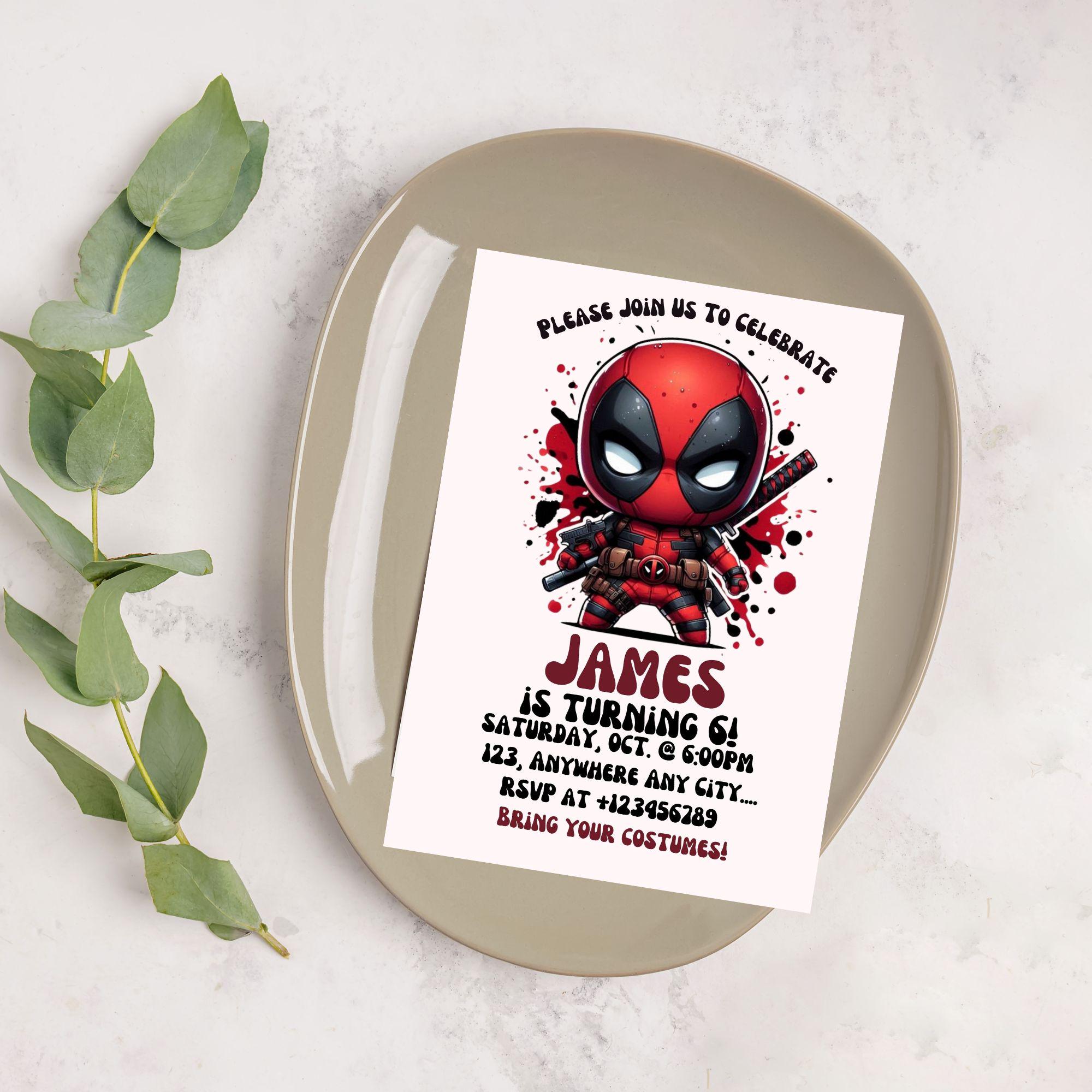 Deadpool Birthday Invitation, OMG Deadpool, Printable Invitation ...