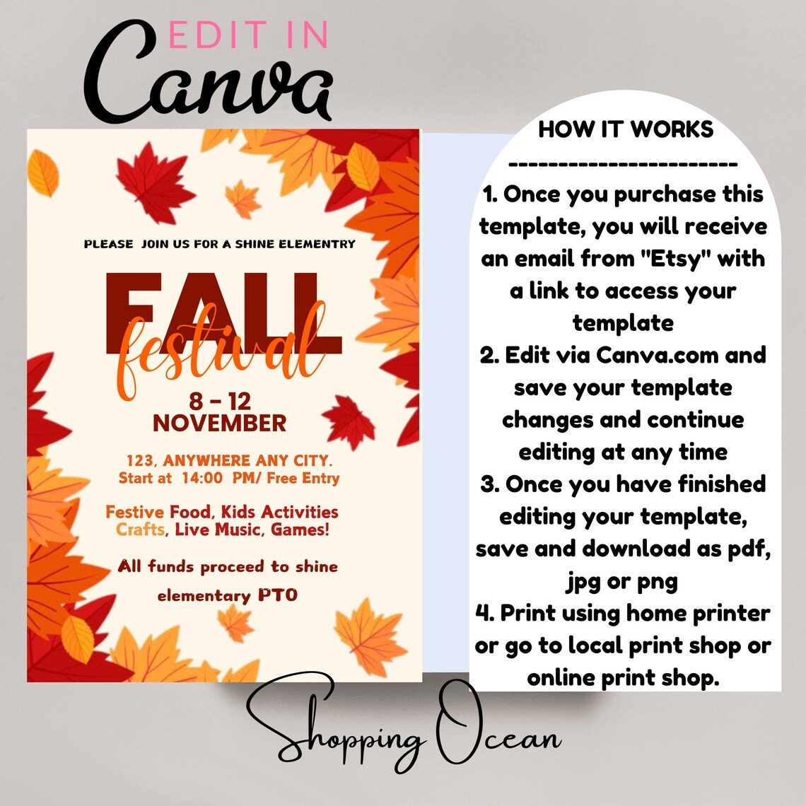 Fall Festival Flyer, DIY Flyer Template Design, Harvest Festival Invite ...