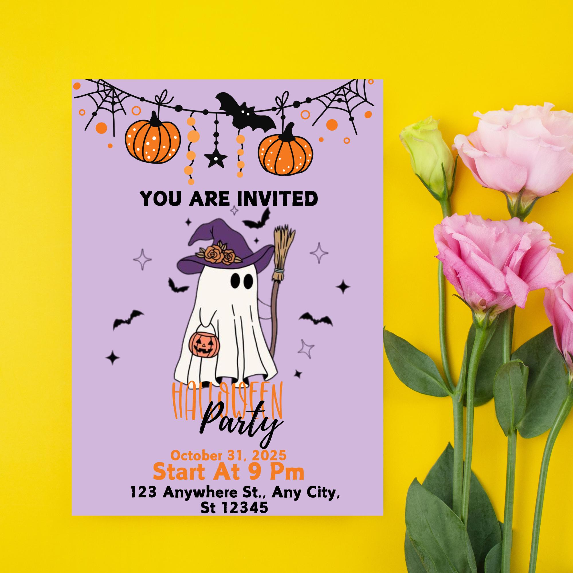 Editable Printable Spooky Ghost Halloween Bash Birthday Party DIY ...