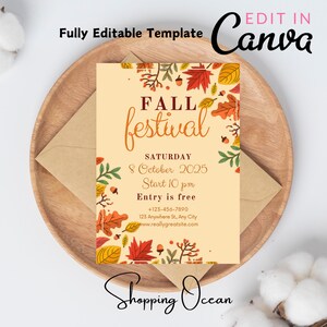 Editable Fall Festival Flyer Template, Printable Harvest Festival ...