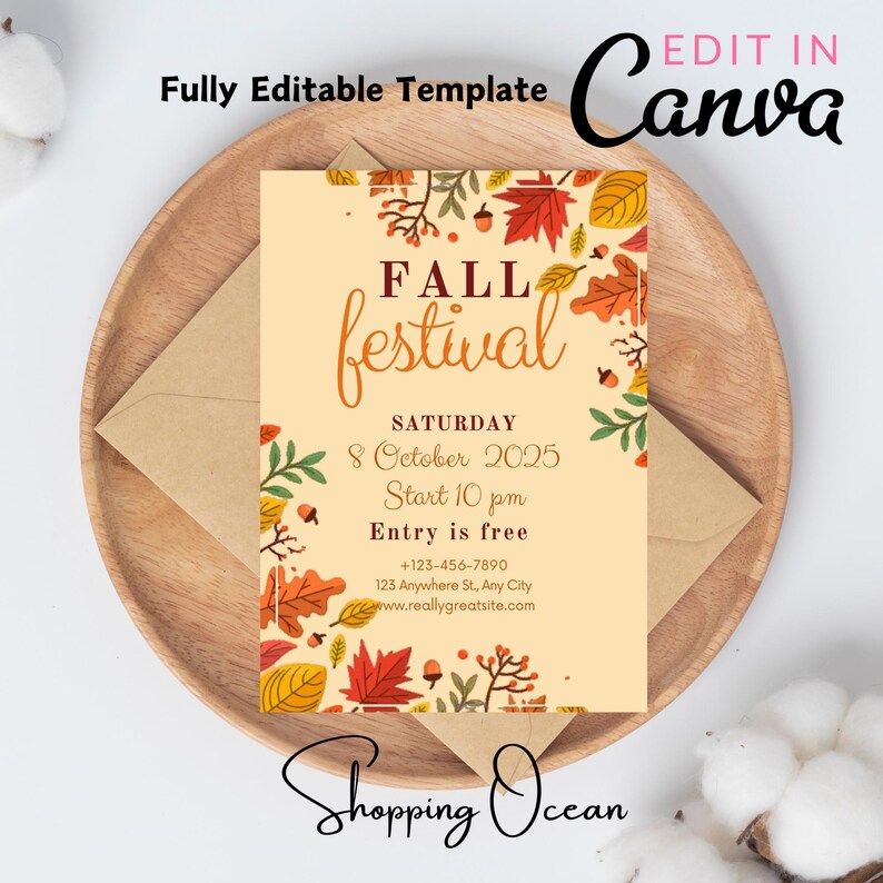 Editable Fall Festival Flyer Template, Printable Harvest Festival ...
