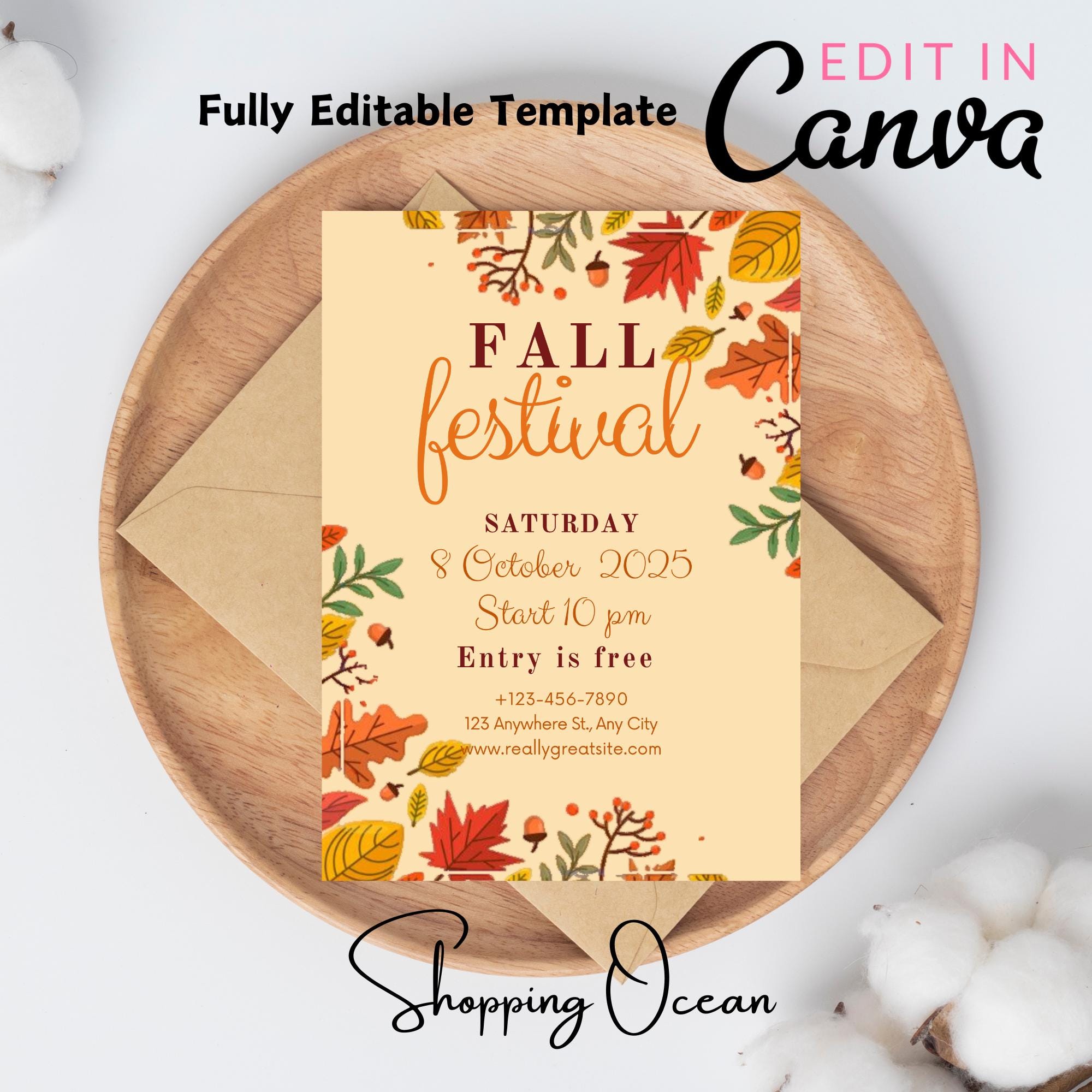 Editable Fall Festival Flyer Template, Printable Harvest Festival ...