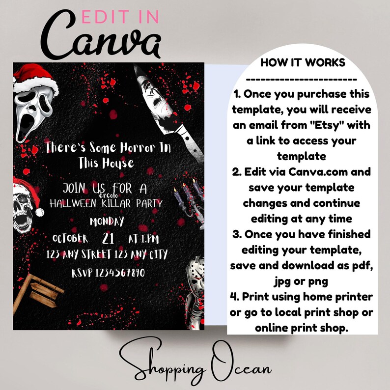 Editable Horror Movie Friends Party Invitation, Printable Horror ...