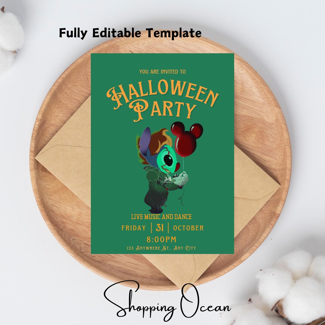 Editable Horror Halloween Party Invitation, Horror Halloween Invitation ...