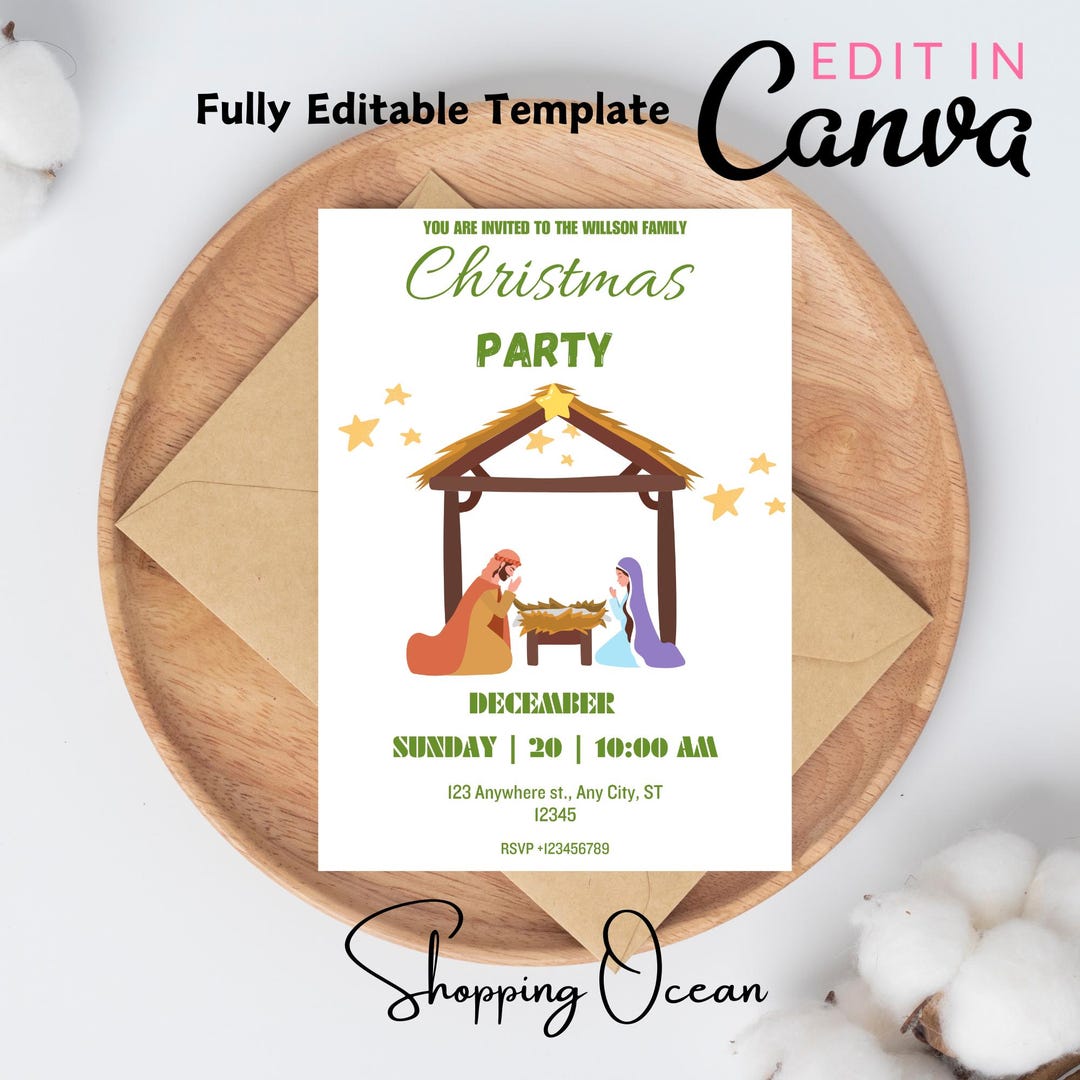 Editable Christmas Party Invitation Template Holiday Dinner Party ...
