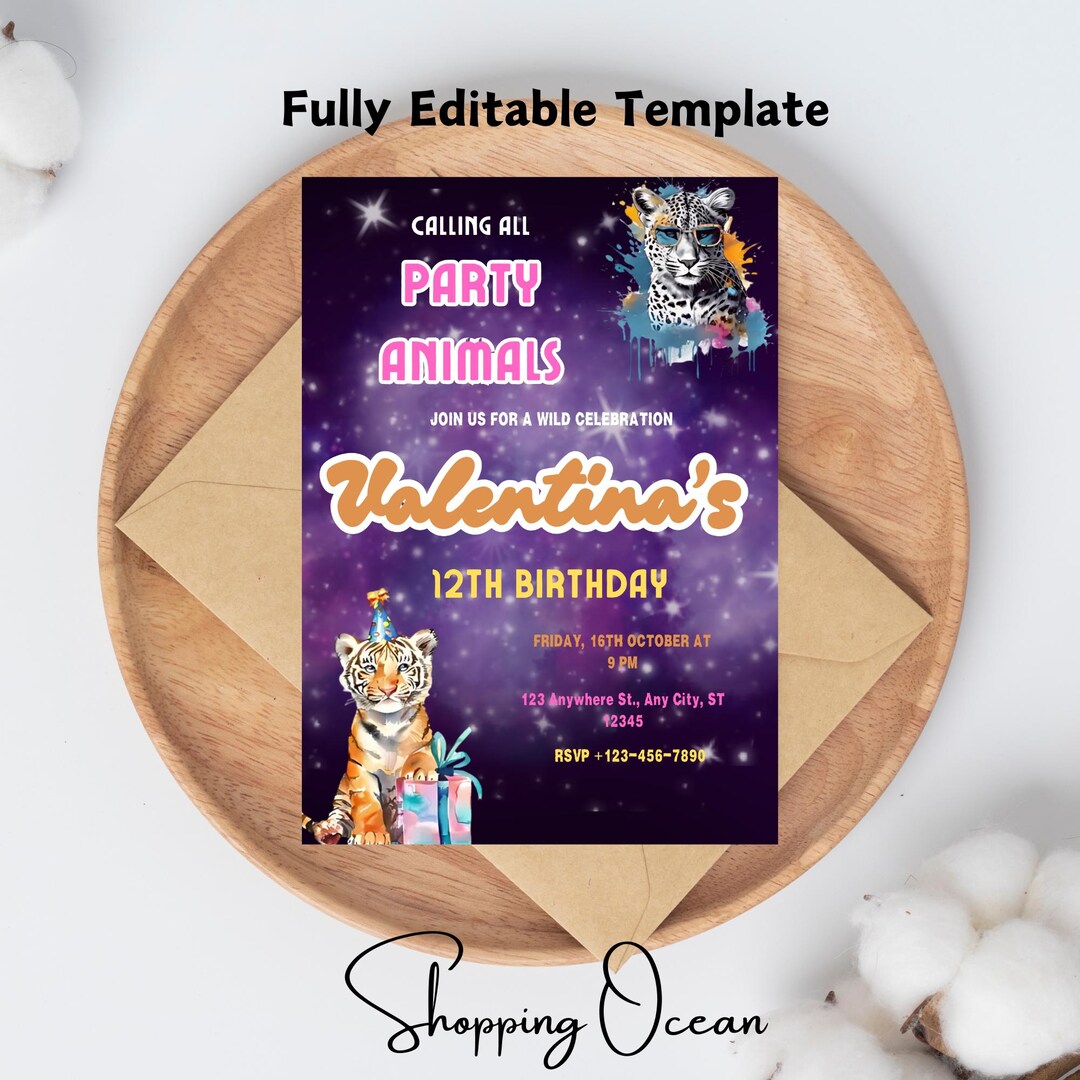 Party Animals Birthday Invitation, Calling All Party Animals, Fun ...