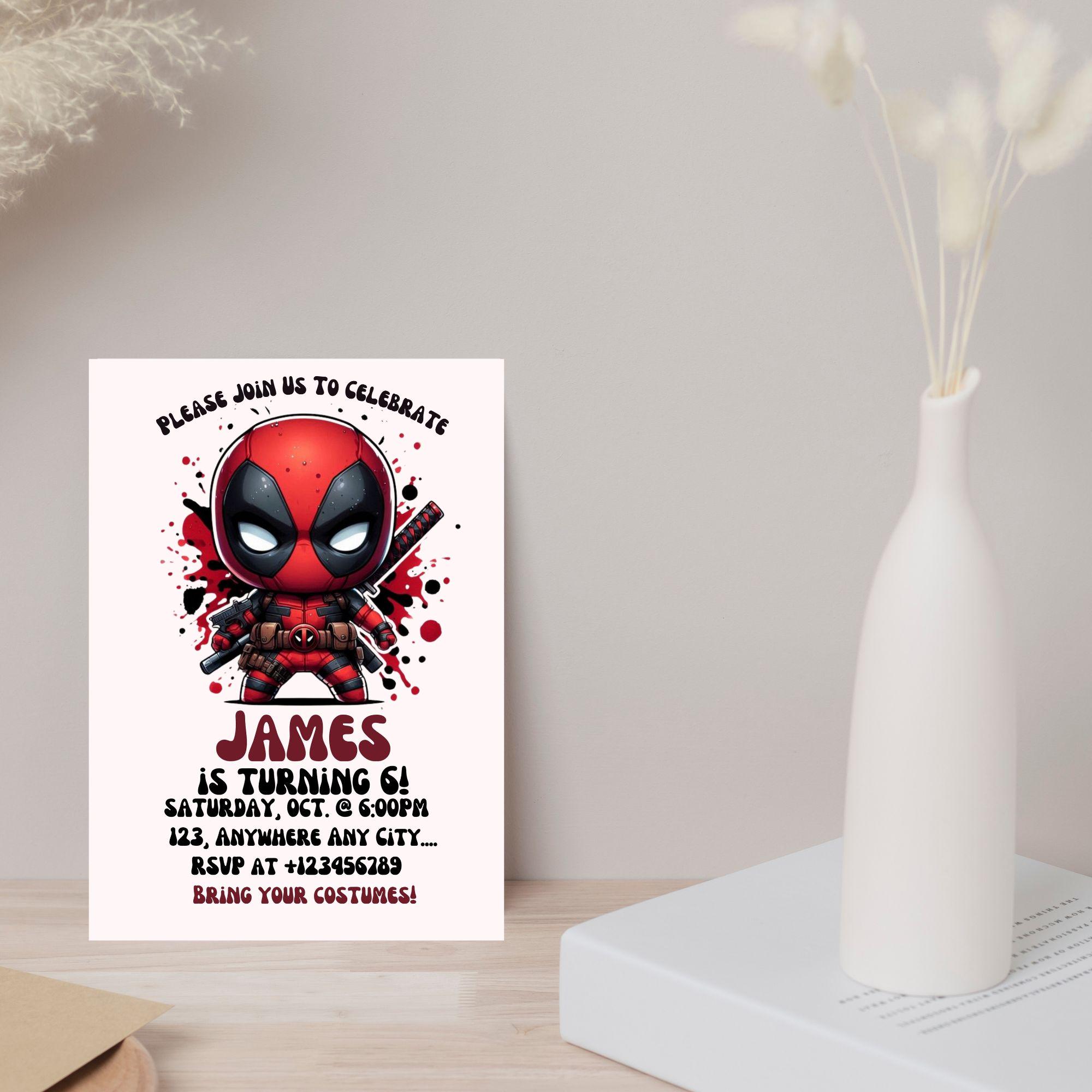 Deadpool Birthday Invitation, OMG Deadpool, Printable Invitation ...
