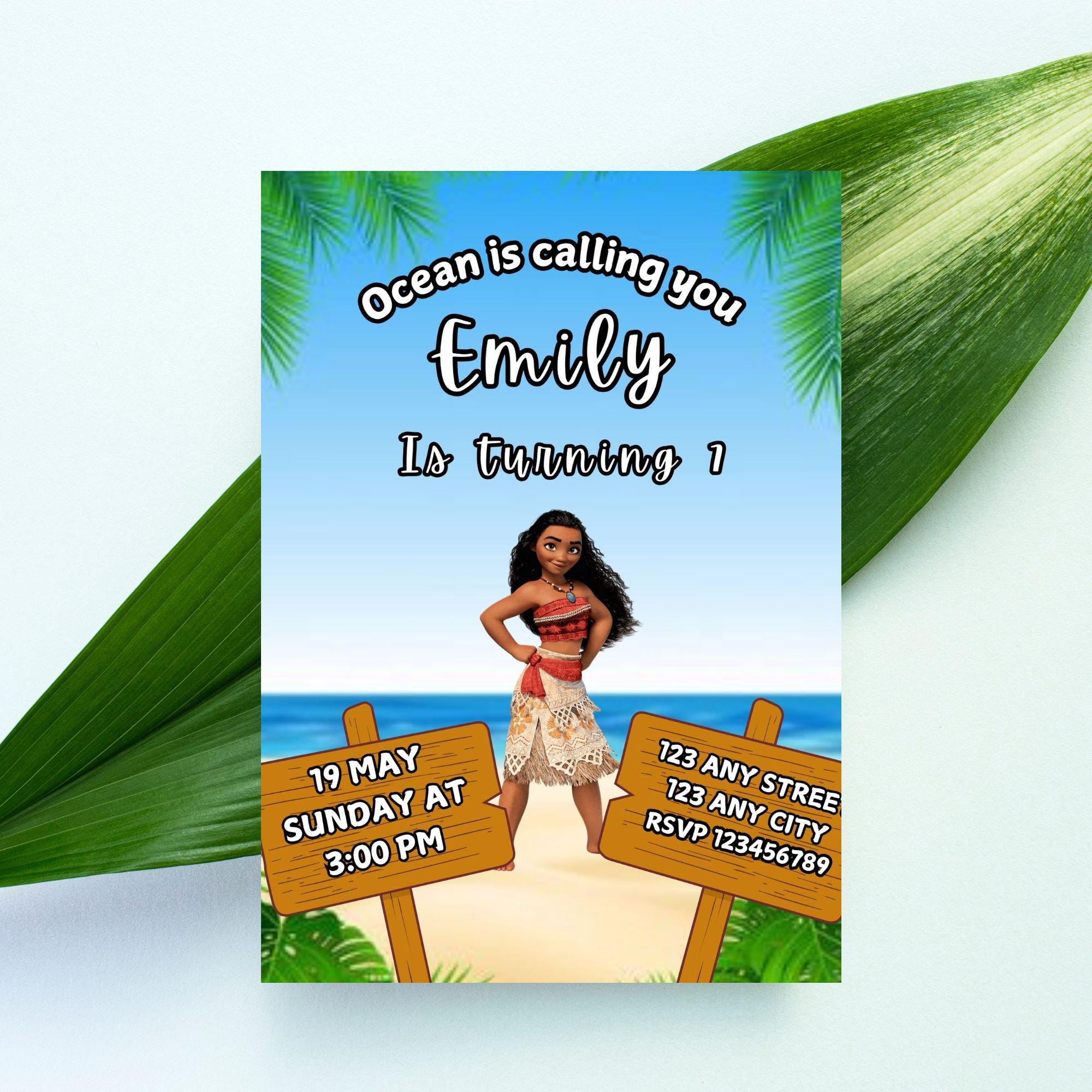 Moana Birthday Invitation, Digital Editable Hawaiian Moana Birthday ...
