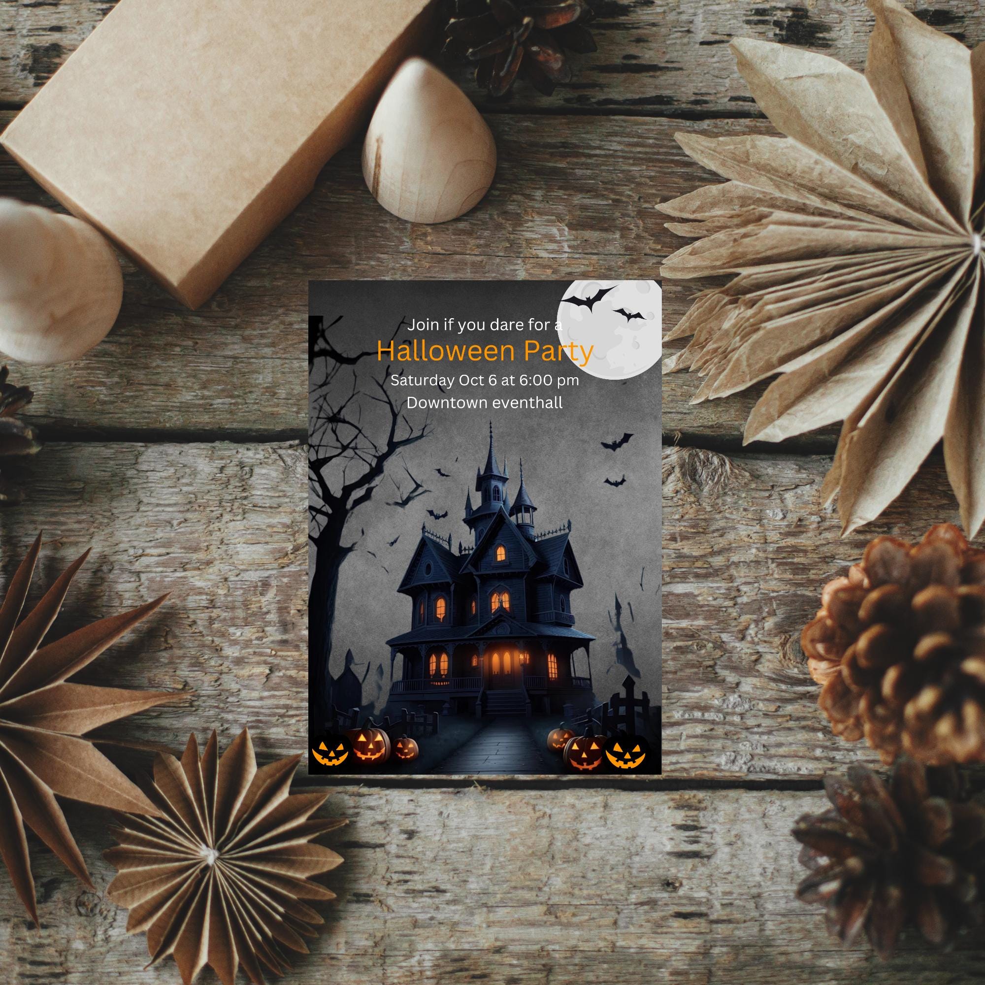 Editable Haunted House Halloween Party Invitation Template ...