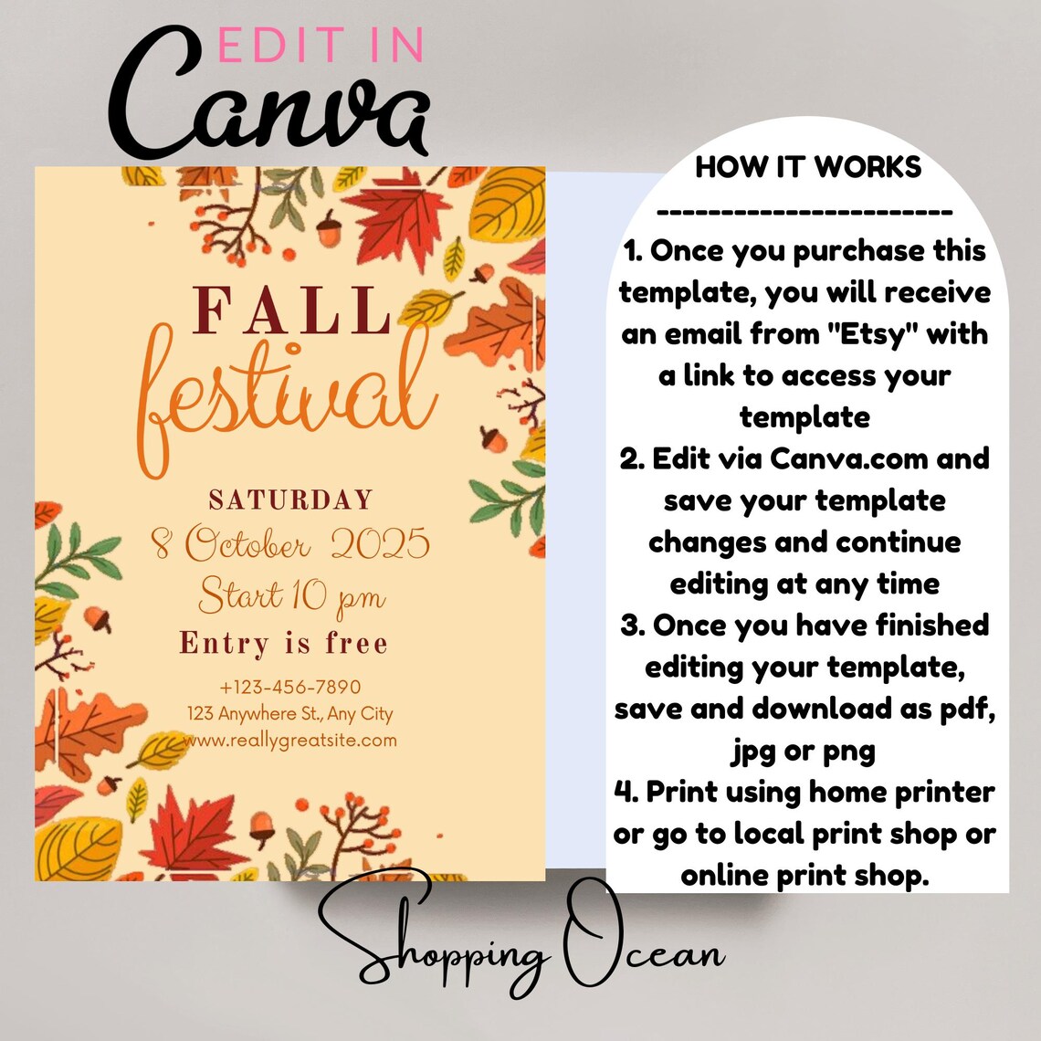 Editable Fall Festival Flyer Template, Printable Harvest Festival ...