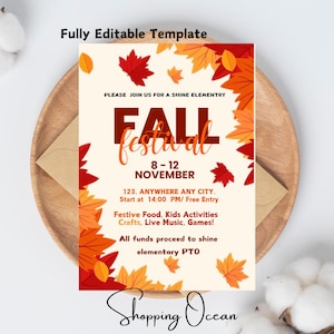 Fall Festival Flyer, DIY Flyer Template Design, Harvest Festival Invite ...