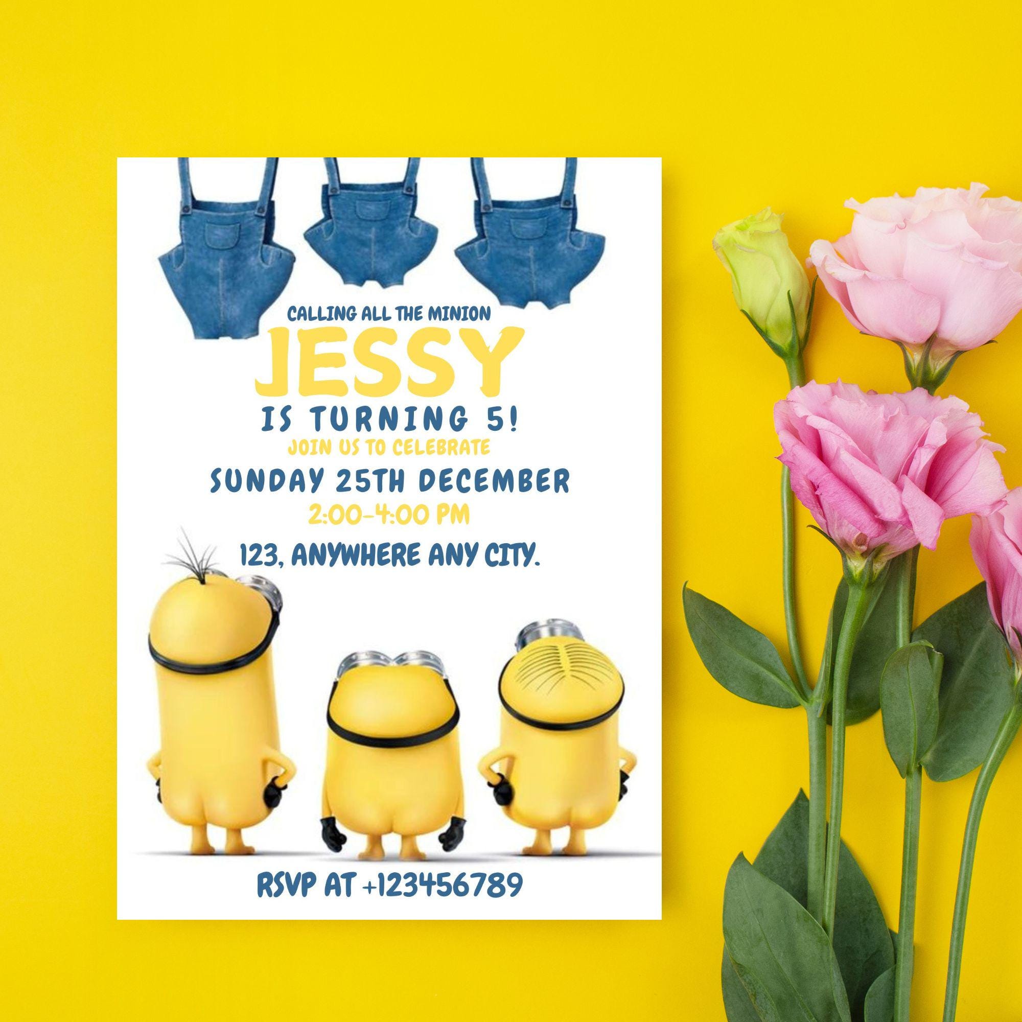 Editable Minions Yellow Birthday Invitation Template, Calling All the ...