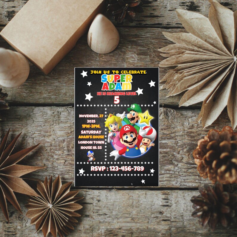 Mario Bros Invitation, Super Mario Birthday Invitation, Super Brothers ...