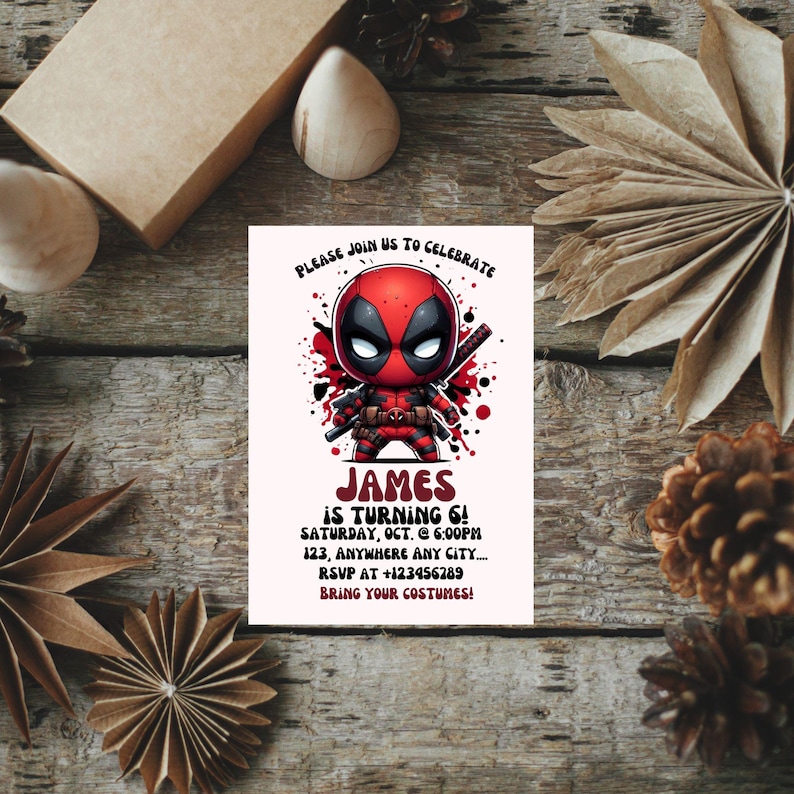 Deadpool Birthday Invitation, OMG Deadpool, Printable Invitation ...