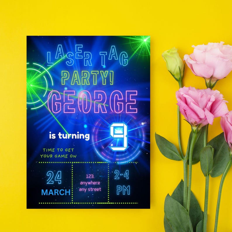 Laser Tag Invitation, Laser Tag Invites, Instant Download Laser Tag ...