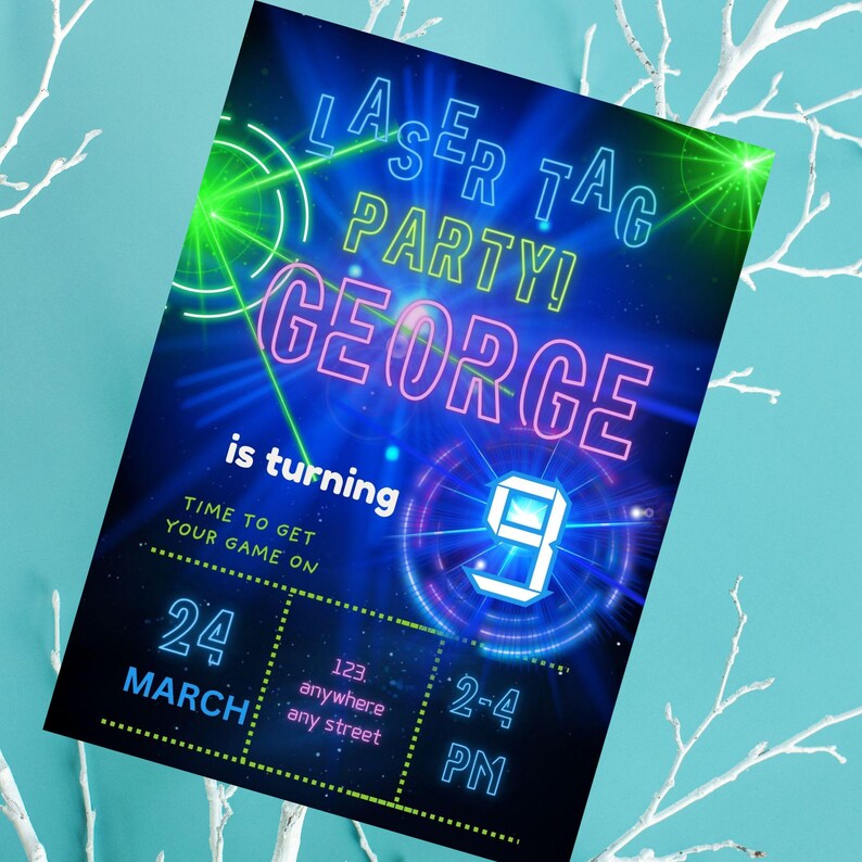Laser Tag Invitation, Laser Tag Invites, Instant Download Laser Tag ...