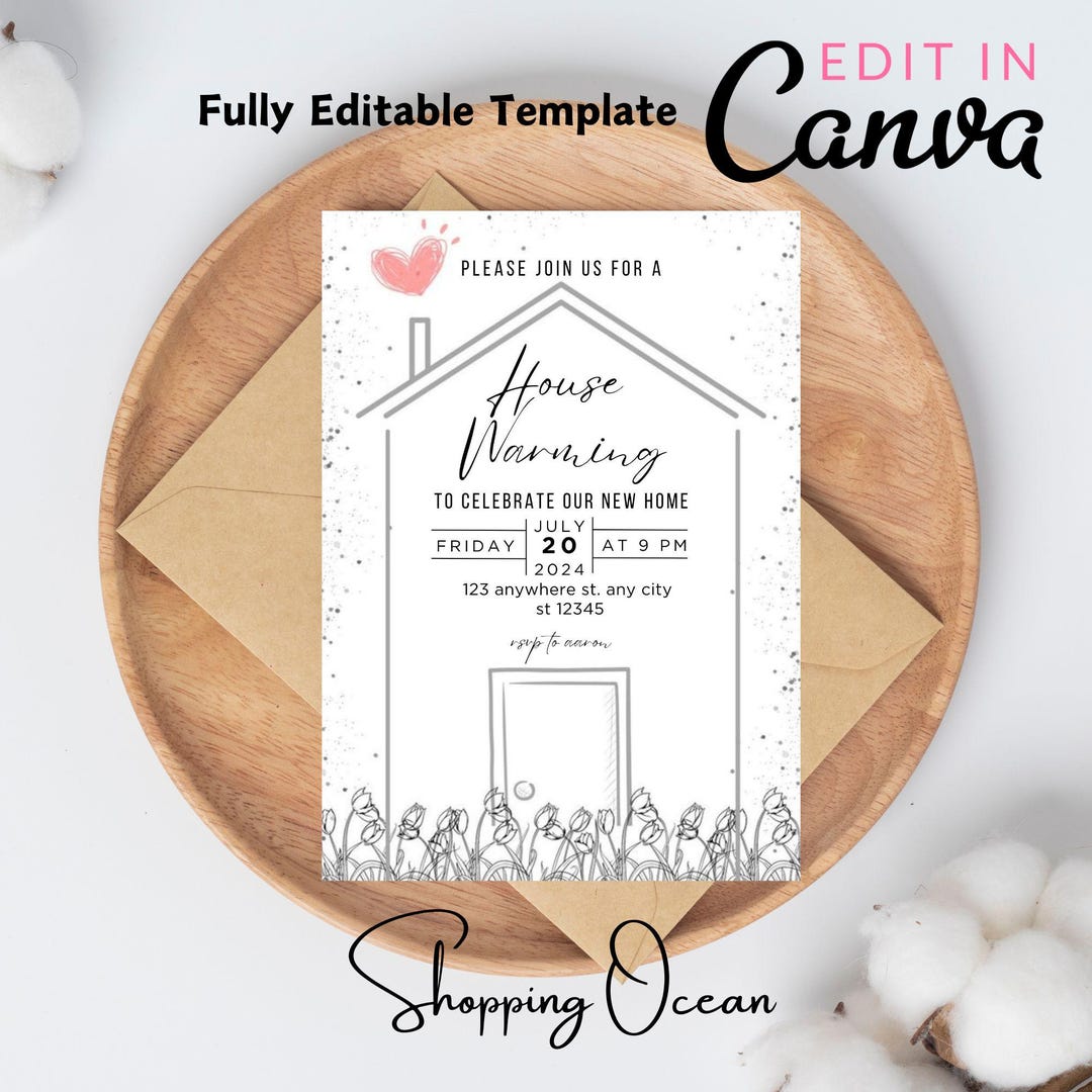 Editable House Warming Invitation, House Warming Party, Modern ...