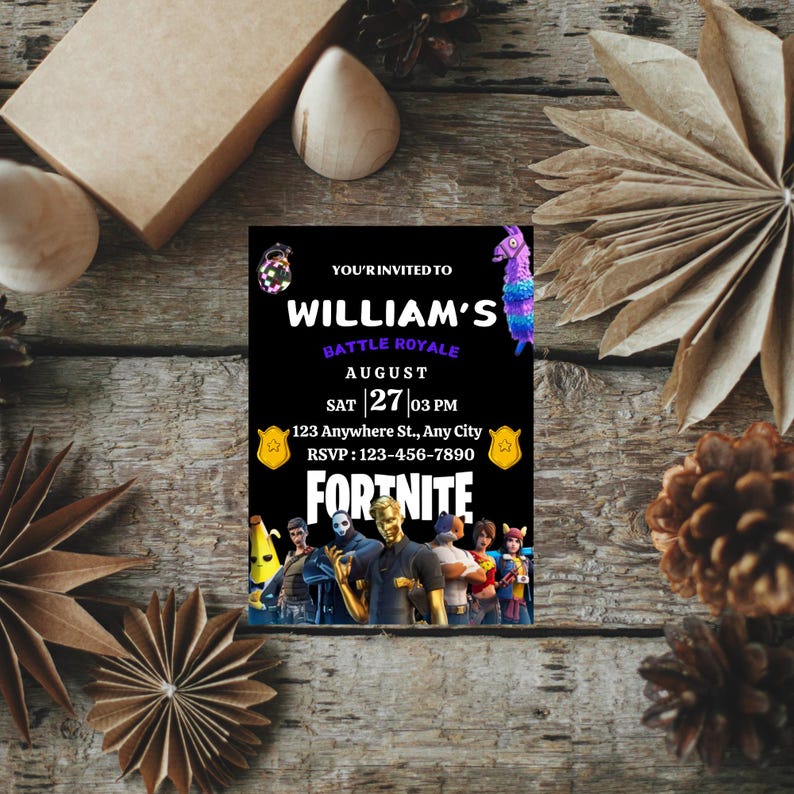 Editable Fortnight Birthday Invitation Card Print, Birthday Flyer ...