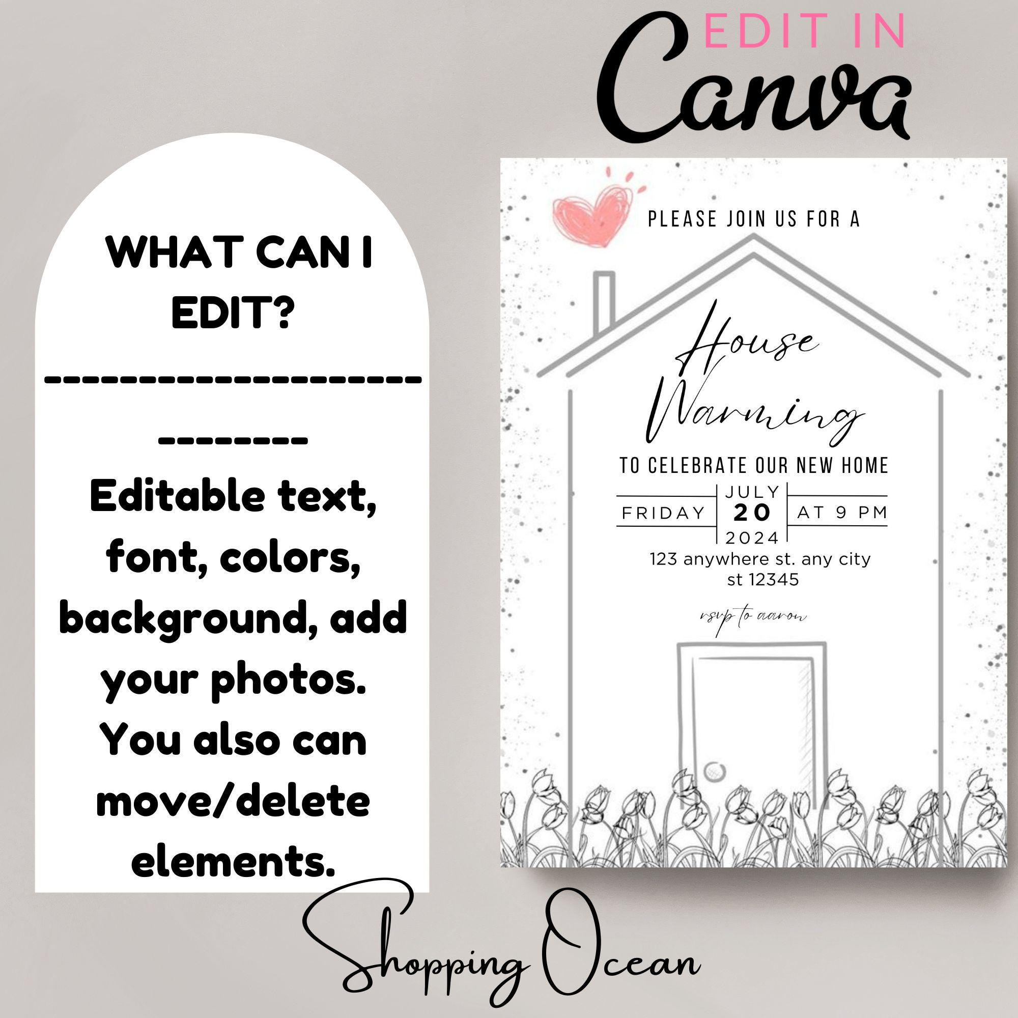 Editable House Warming Invitation, House Warming Party, Modern ...