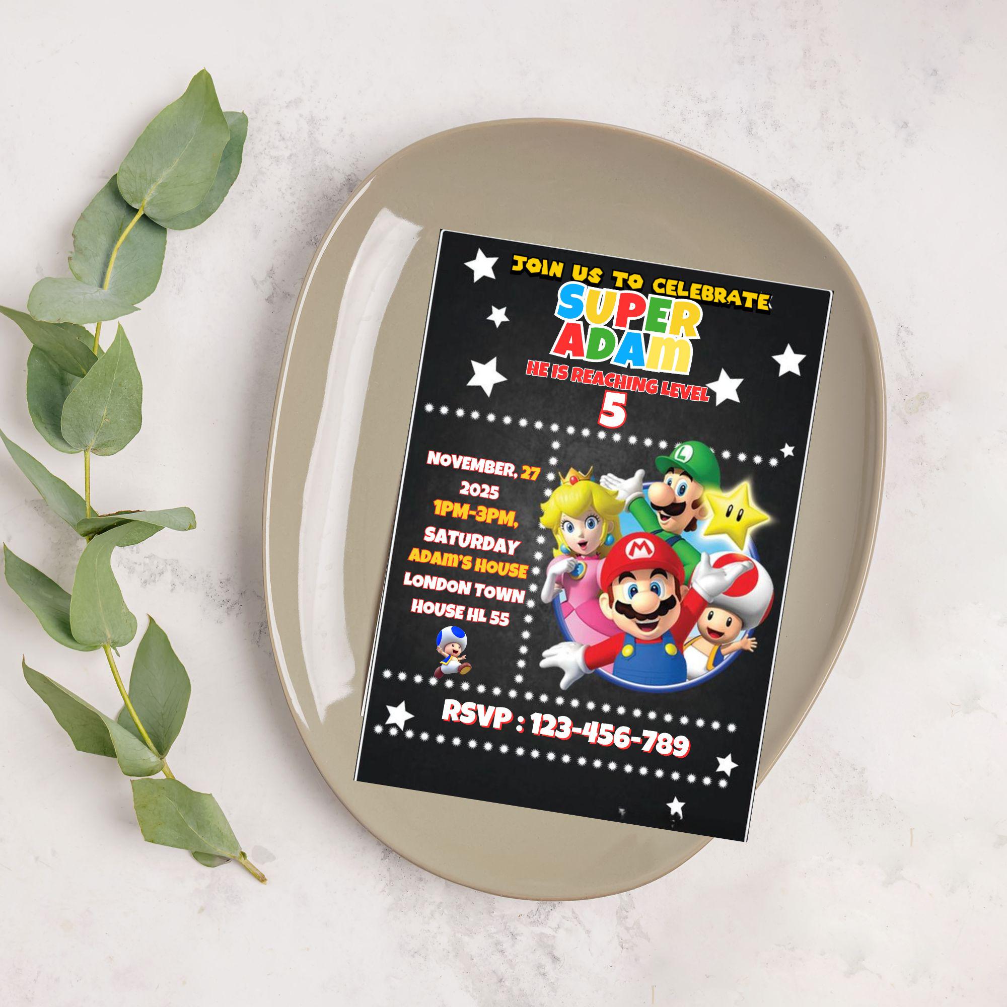 Mario Bros Invitation, Super Mario Birthday Invitation, Super Brothers ...