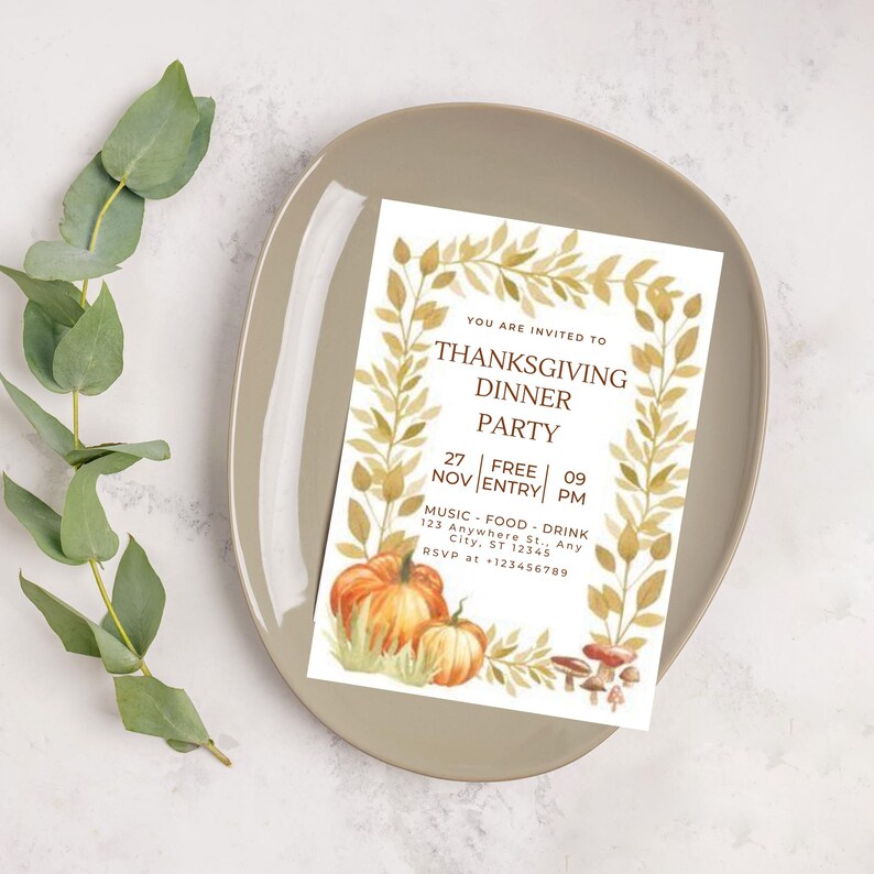 Editable Thanksgiving Invitation, Printable Thanksgiving Invite, Casual ...