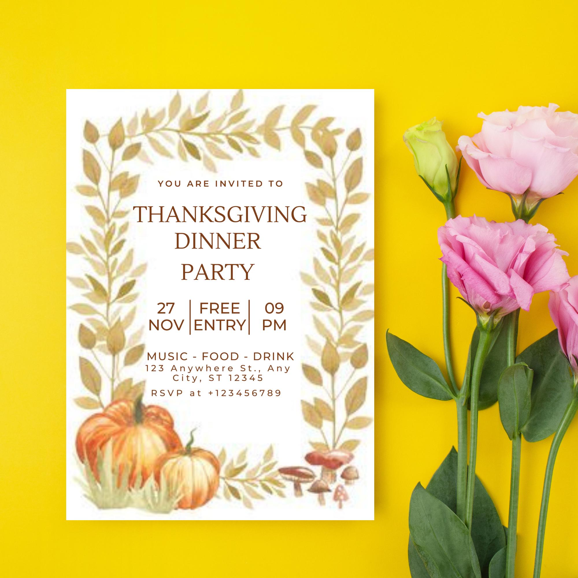 Editable Thanksgiving Invitation, Printable Thanksgiving Invite, Casual ...