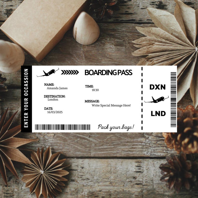 Airplane Boarding Pass Birthday Ticket Invitation EDITABLE, Blue Plane ...