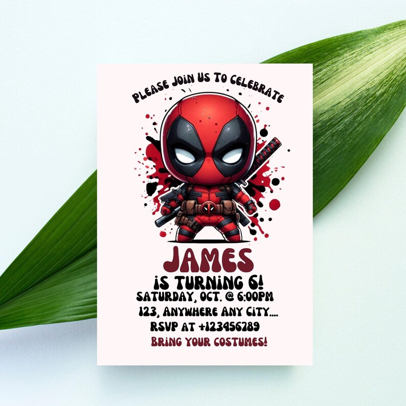 Deadpool Birthday Invitation, OMG Deadpool, Printable Invitation ...