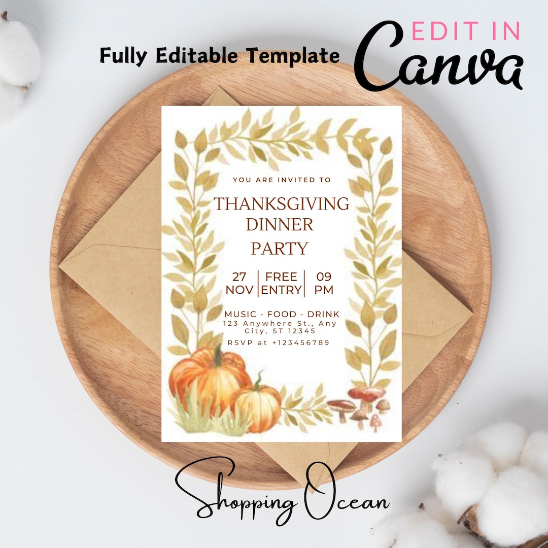 Editable Thanksgiving Invitation, Printable Thanksgiving Invite, Casual ...