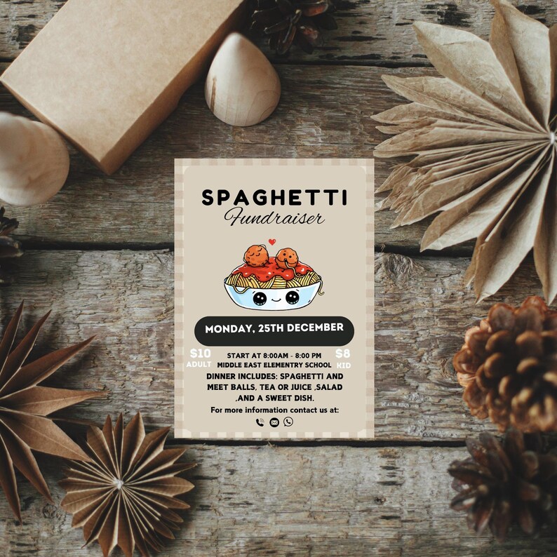 Editable Spaghetti Dinner Fundraiser Flyer Ticket Template, Pasta PTA ...