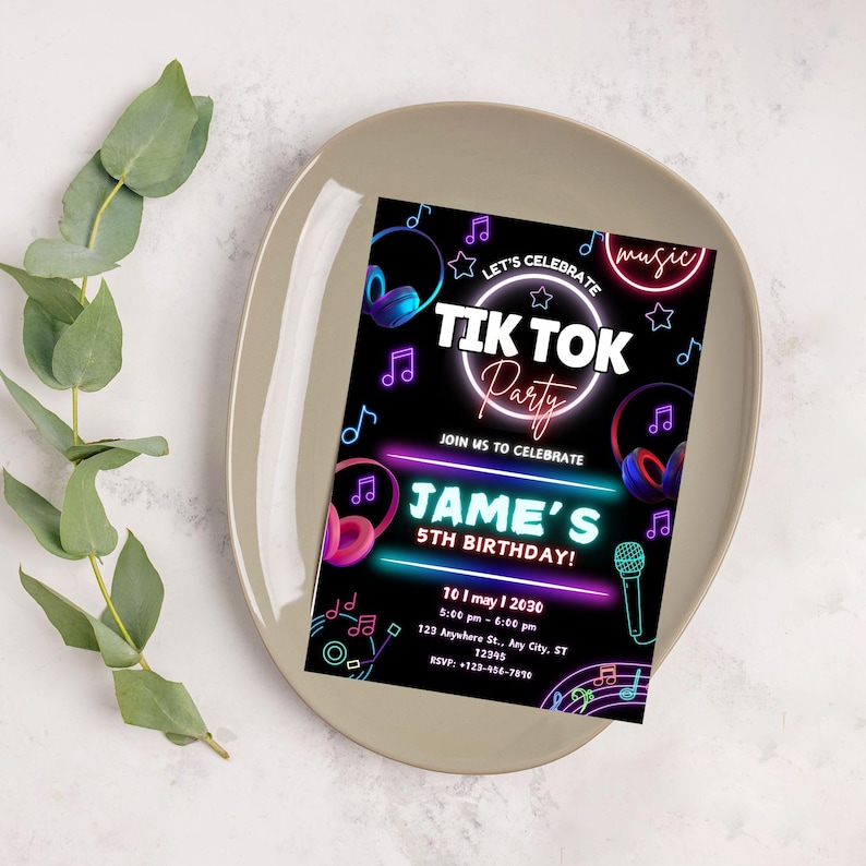 Tiktok Birthday Invitation, Tik Tok Invite, Printable Editable Party ...