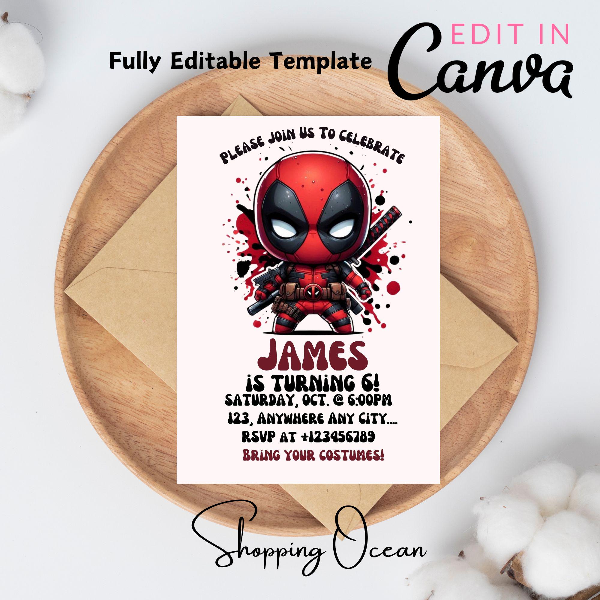 Deadpool Birthday Invitation, OMG Deadpool, Printable Invitation ...