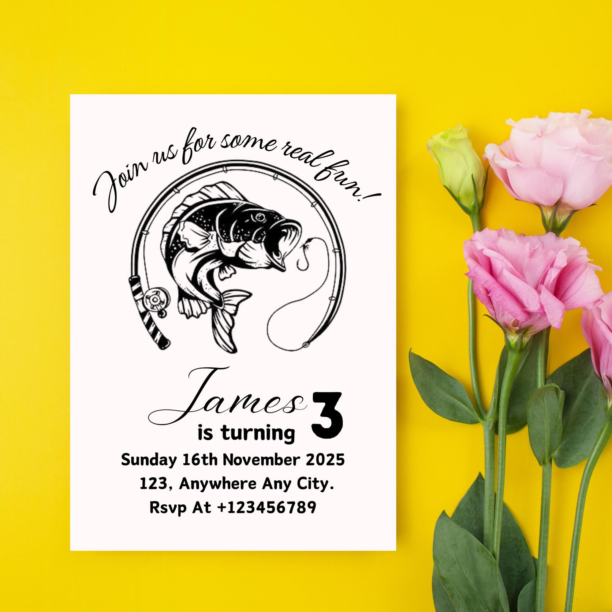 Editable Fishing Birthday Invitation Template, Printable Fishing ...