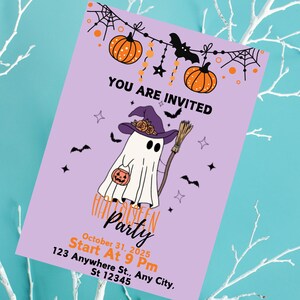 Editable Printable Spooky Ghost Halloween Bash Birthday Party DIY ...