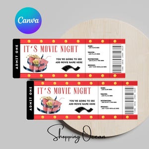 Printable MOVIE Gift Tickets. Cinema Themed Gift Reveal Ticket ...