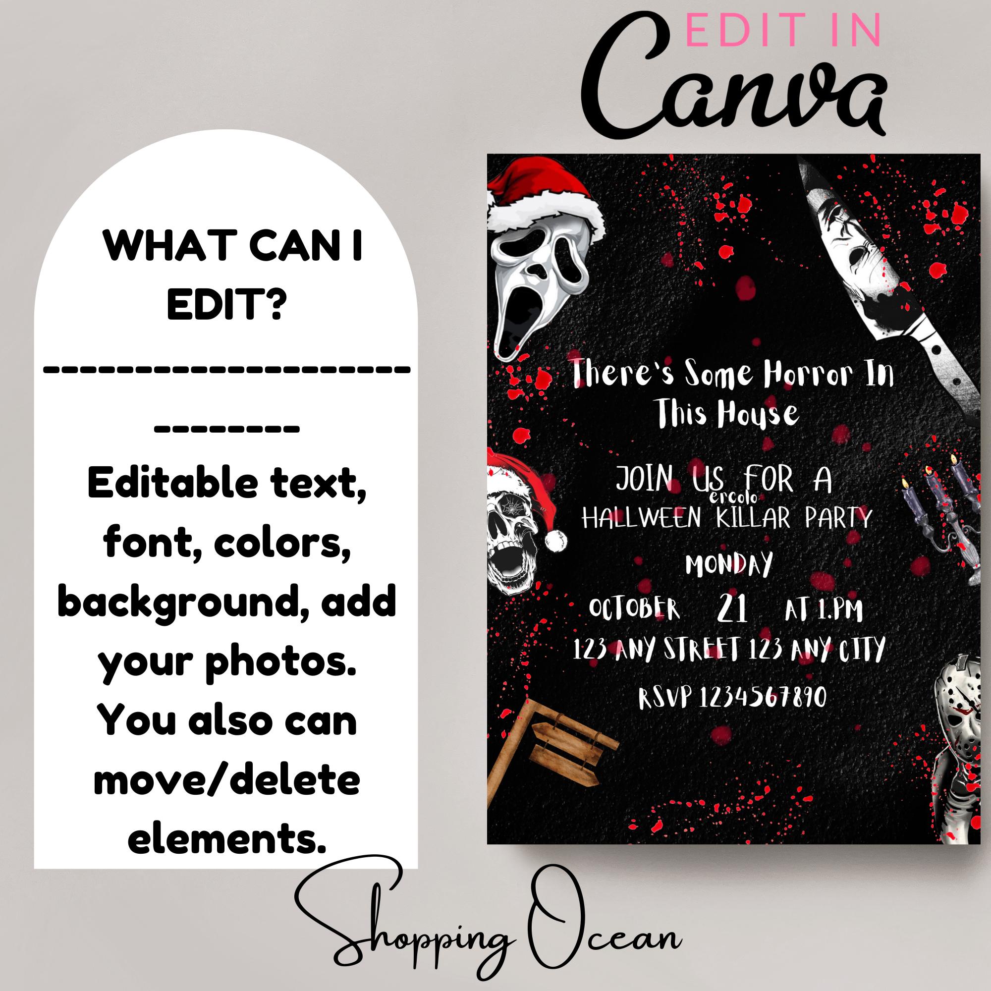 Editable Horror Movie Friends Party Invitation, Printable Horror ...