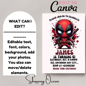 Deadpool Birthday Invitation, OMG Deadpool, Printable Invitation ...