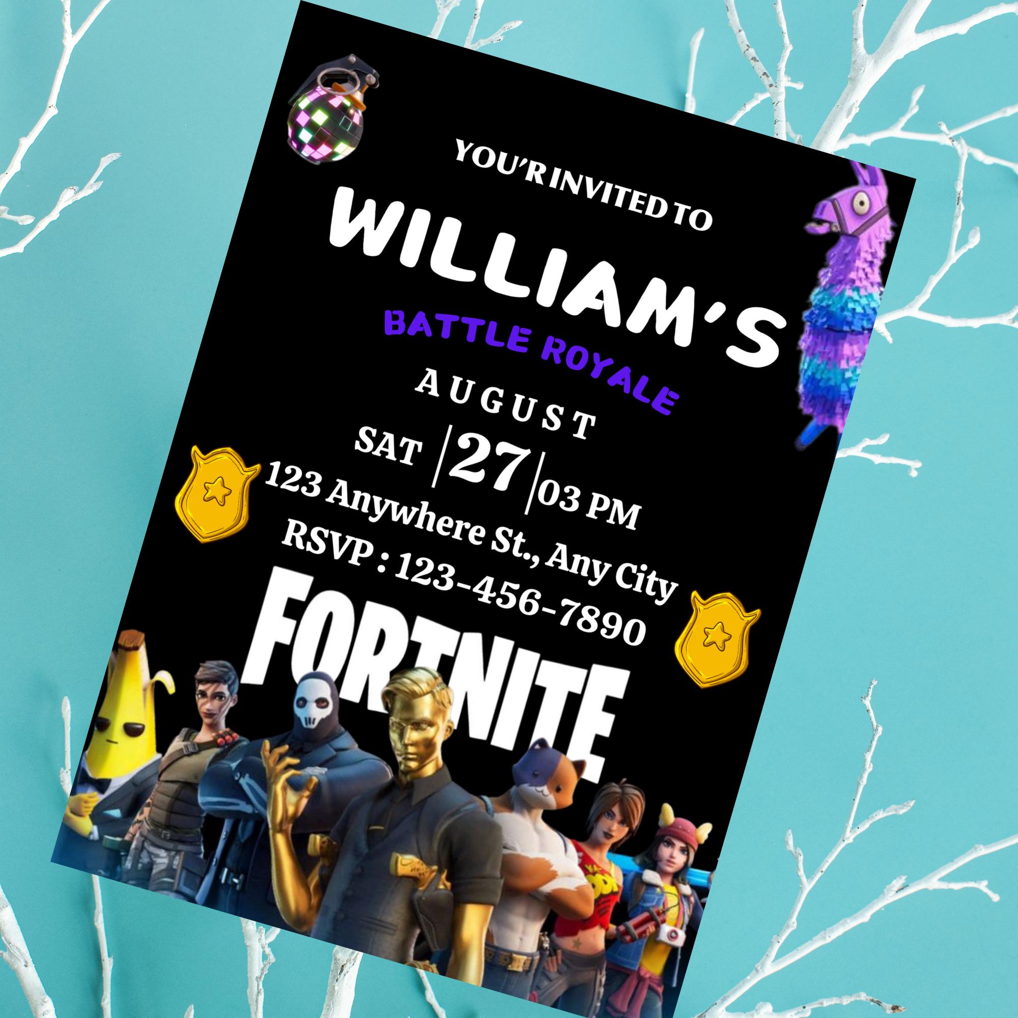 Editable Fortnight Birthday Invitation Card Print, Birthday Flyer ...