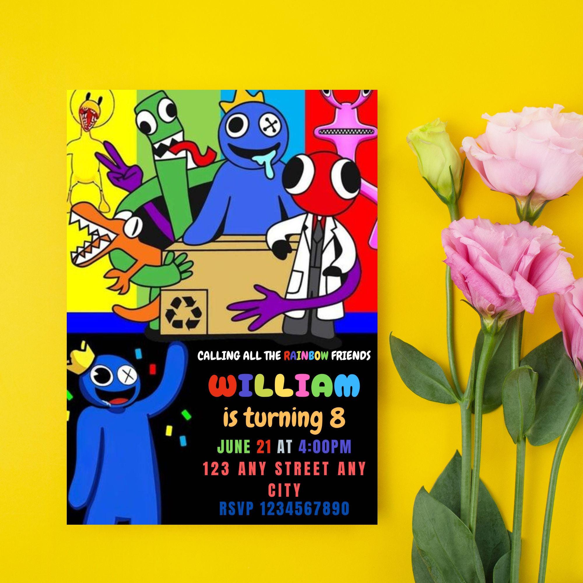 Rainbow Friends Birthday Party Invitation Template, Rainbow Birthday ...