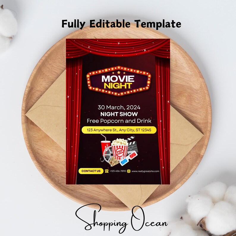 Editable Movie Birthday Invitation Cinema Birthday Invitation Watch ...