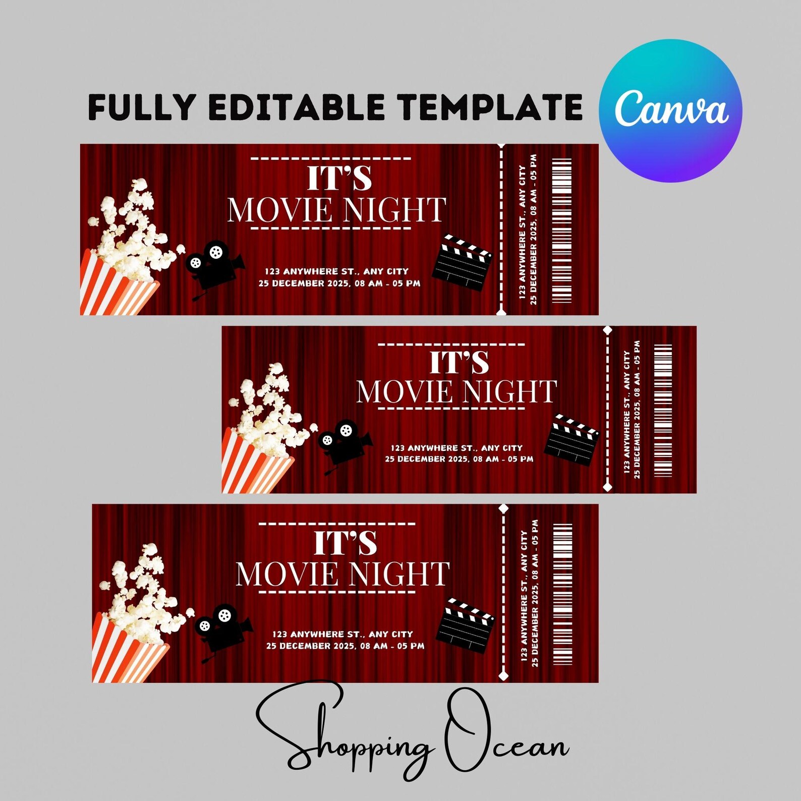 Movie Night Ticket,movie Ticket,movie Invitation,surprise Movie Night ...